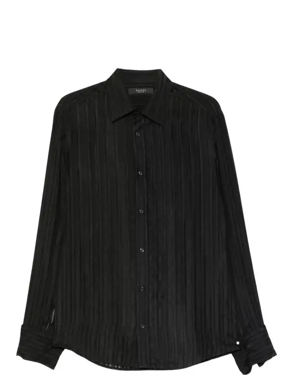 Gucci Vertical-stripe Semi-sheer Shirt - Black