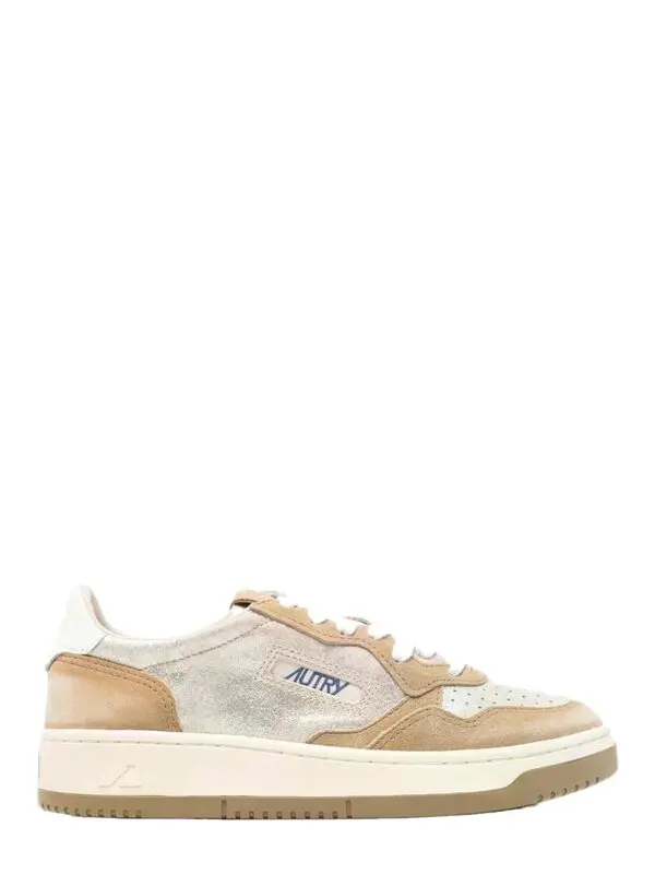 AUTRY Medalist Metallic-effect Panelled Sneakers - Neutrals