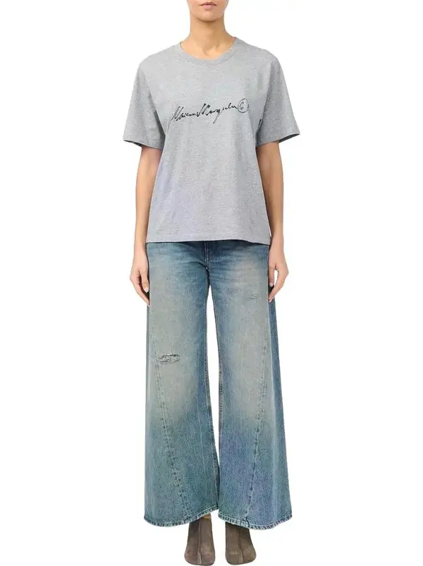 MAISON MARGIELA Handwritten Print Cotton Jersey T-shirt - Grey