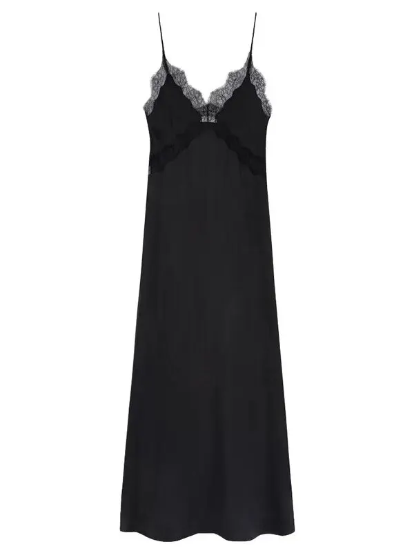 ANINE BING Magnolia Silk Blend Dress - Black