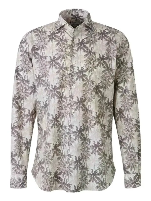 VINCENZO DI RUGGIERO Palm-print Long-sleeve Shirt - Neutrals
