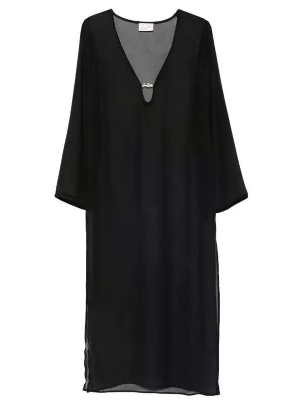 MC2 SAINT BARTH Aghata Sheer Midi Dress - Black