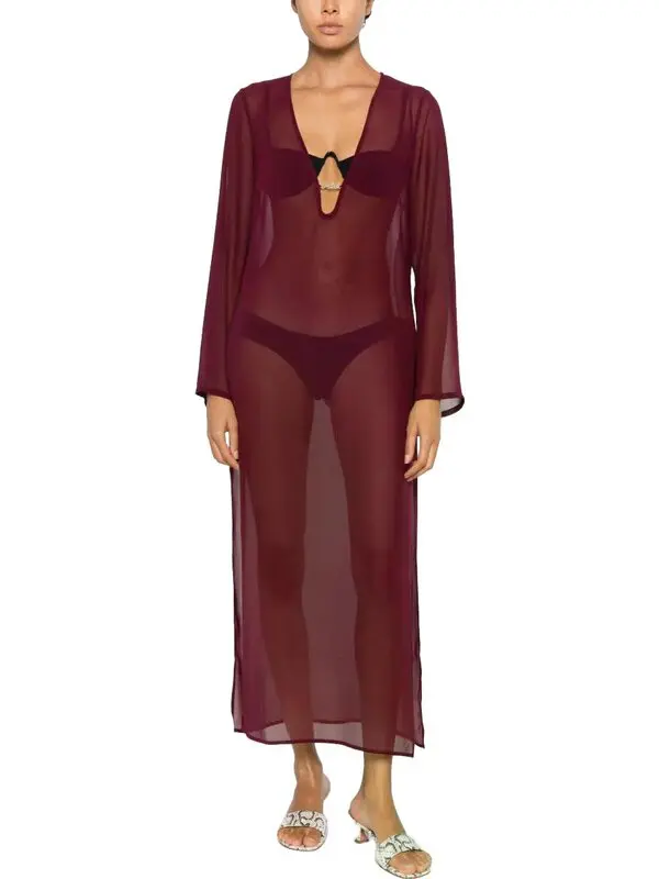 MC2 SAINT BARTH Plunging V-neck Side-slit Dress - Red