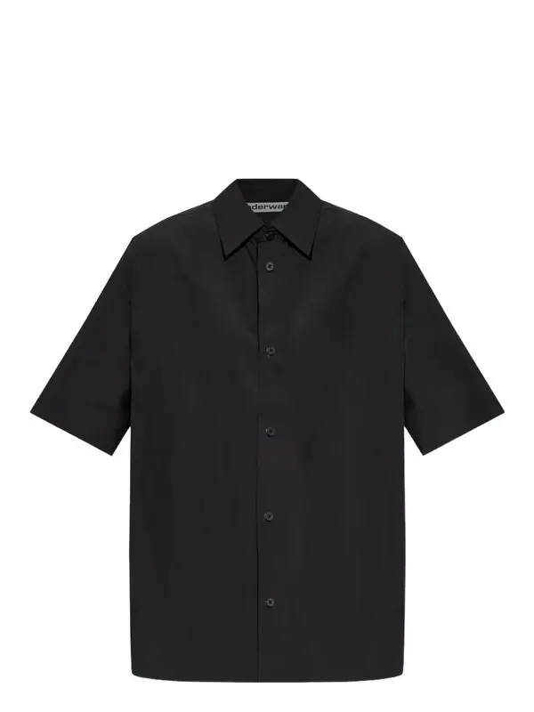Alexander Wang Perforated Logo Short Sleeve Shirt - Black