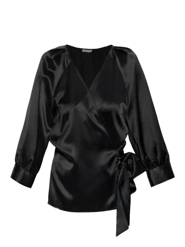 BY MALENE BIRGER Satin-effect Wrap Blouse - Black