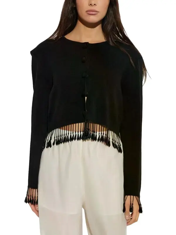BY MALENE BIRGER Beaded Fringe Cardigan - Black