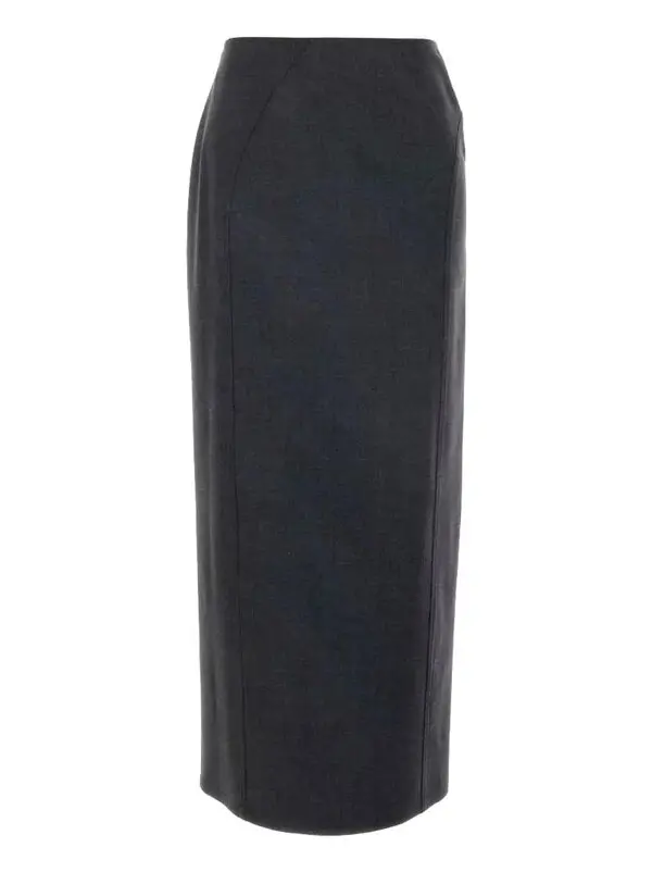 JIL SANDER Woven Pencil Midi Skirt - Grey