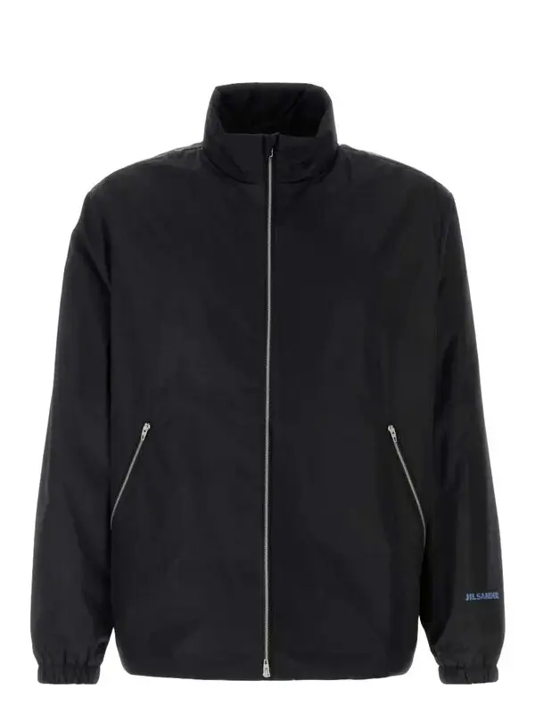 JIL SANDER Logo Print Zip-up Jacket - Black
