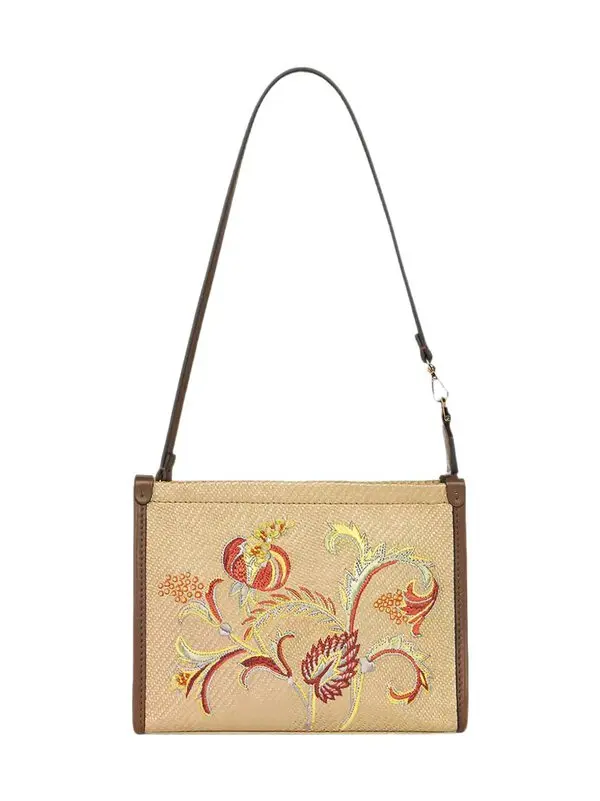Etro Embroidered Logo Shoulder Bag - Neutrals