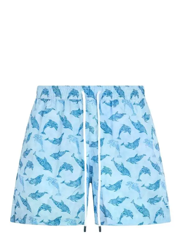 Fedeli Marine Pattern Swim Shorts - Blue