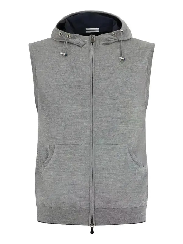Fedeli Hooded Knit Vest - Grey