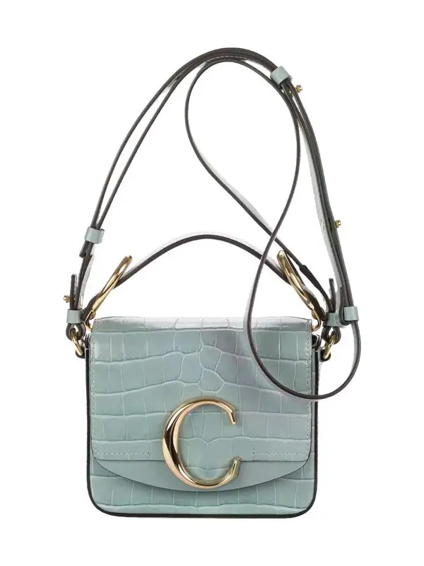 Chloé C Crocodile-effect Shoulder Bag - Blue