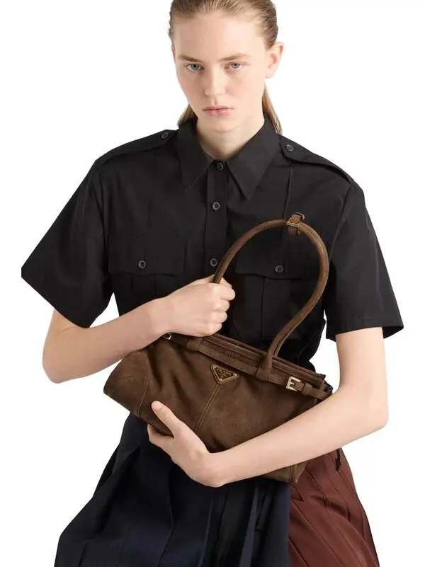 Prada Cocoa Bonnie Leather Handbag - Brown