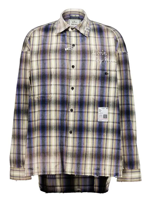 Mihara Yasuhiro Beige Vintage Check Shirt - Blue