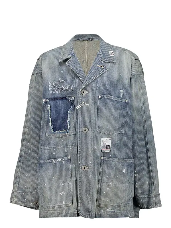 Mihara Yasuhiro Indigo Stripe Denim Chore Jacket - Blue