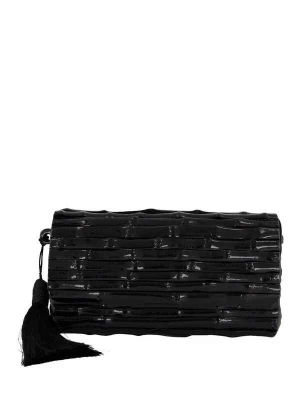 Glorinha Paranagua Gaya Lacquered Bamboo Clutch - Black