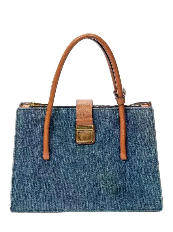 Miu Miu Push-lock Denim Tote Bag - Blue