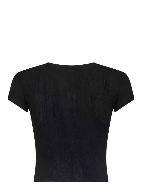 VIVIENNE WESTWOOD Embroidered Ribbed Cropped T-shirt - Black