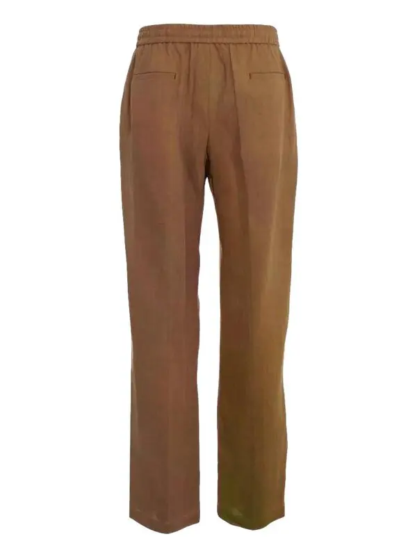 AMARANTO Drawstring-waist Pressed-crease Trousers - Brown