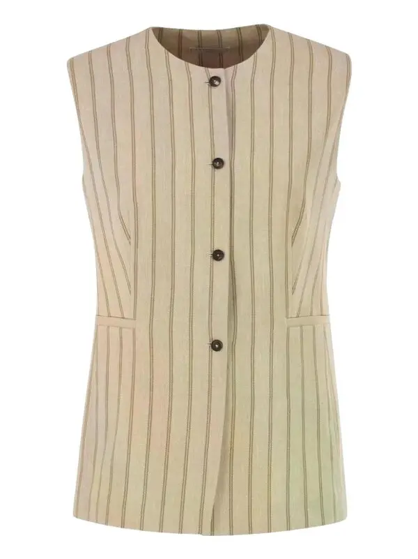 Antonelli Firenze Pinstriped Tailored Waistcoat - Neutrals