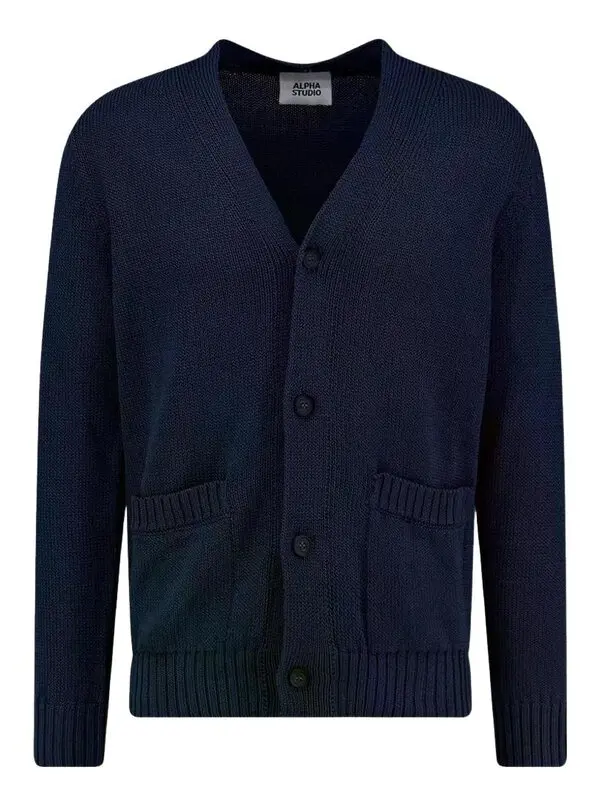 Alpha Studio Ribbed-trim Button-up Cardigan - Blue