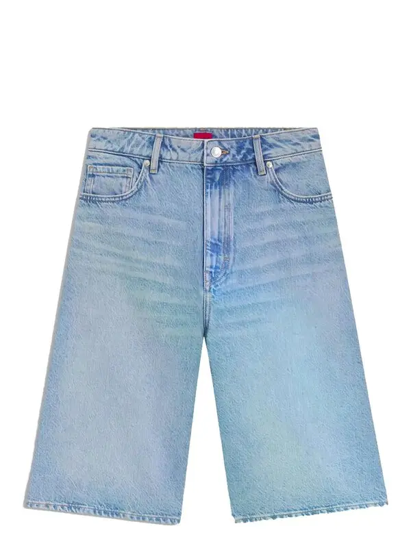 Hugo Light Washed Effect Denim Shorts - Blue