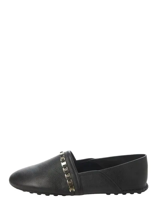 FERRAGAMO Chain-strap Leather Ballet Flats - Black