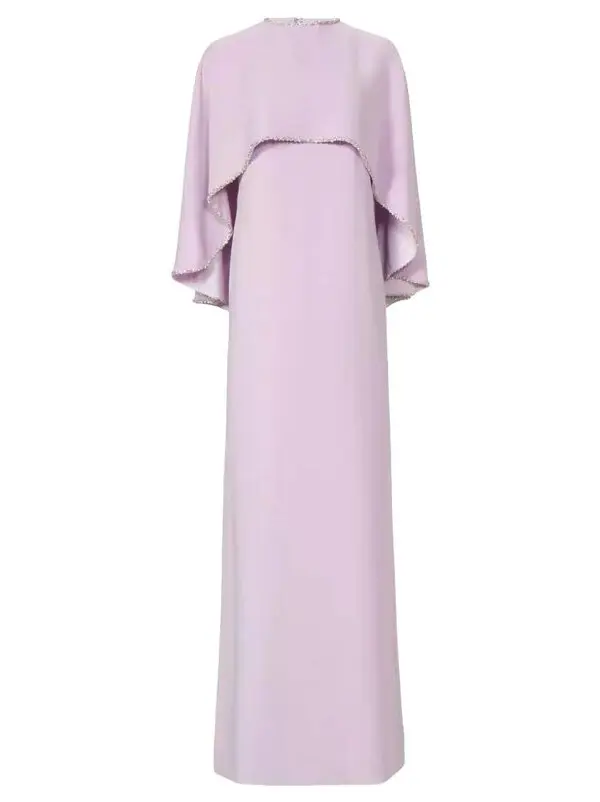 Costarellos Orianna Crystal-embellished Cape-overlay Maxi Dress - Purple