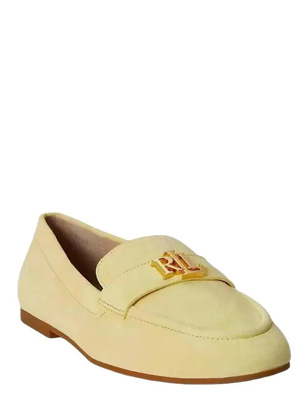 Ralph Lauren Averi Iii Logo-plaque Suede Loafers - Yellow