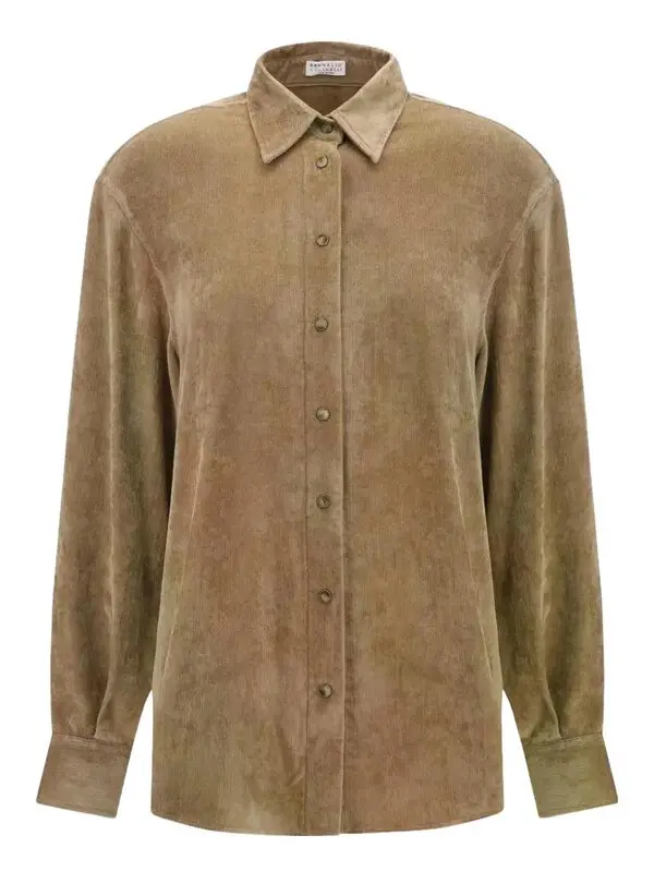 Brunello Cucinelli Brown Corduroy Snap-button Shirt - Neutrals