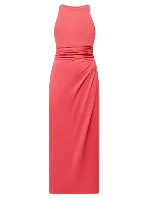 Another Tomorrow Rhubarb Jersey Tie-waist Sarong Dress - Pink