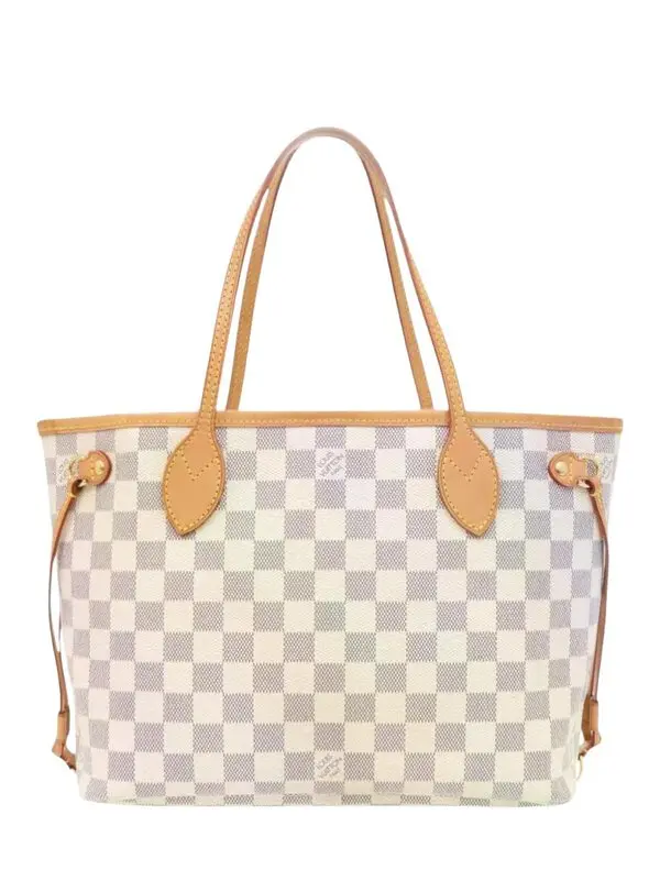 LOUIS VUITTON Damier Azur Neverfull Pm Tote Bag - White