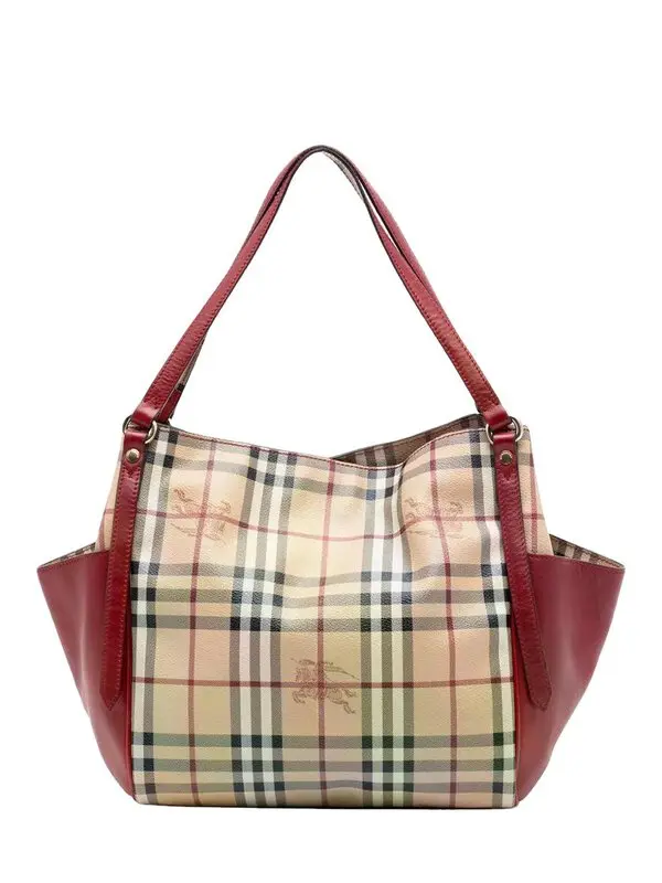 Burberry Haymarket Check Coated Canvas Canterbury Tote Bag - Red