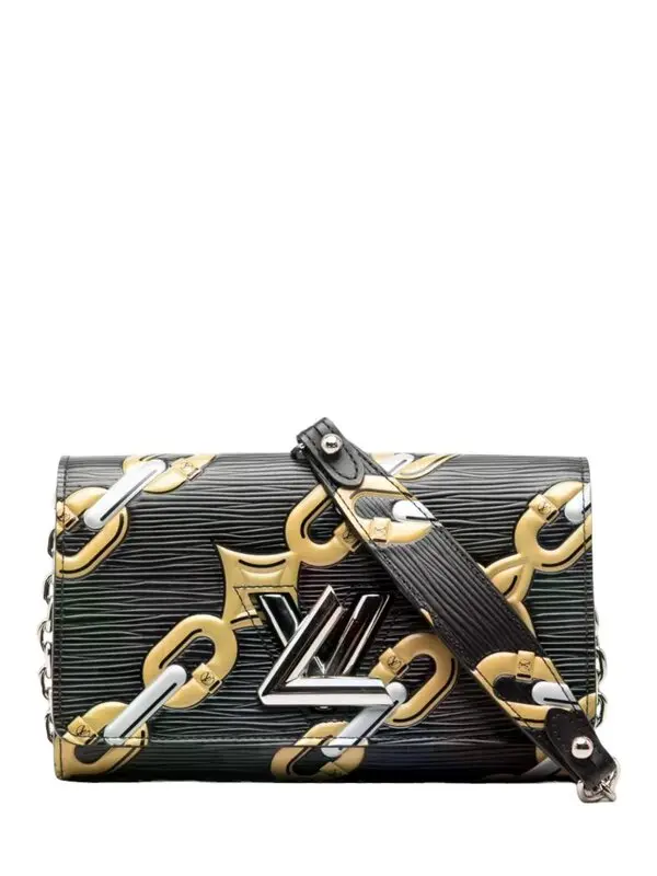 LOUIS VUITTON Epi Chain Flower Twist Wallet On Chain - Black