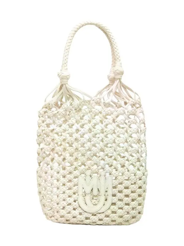 Miu Miu Nappa Macrame Bucket Bag - White