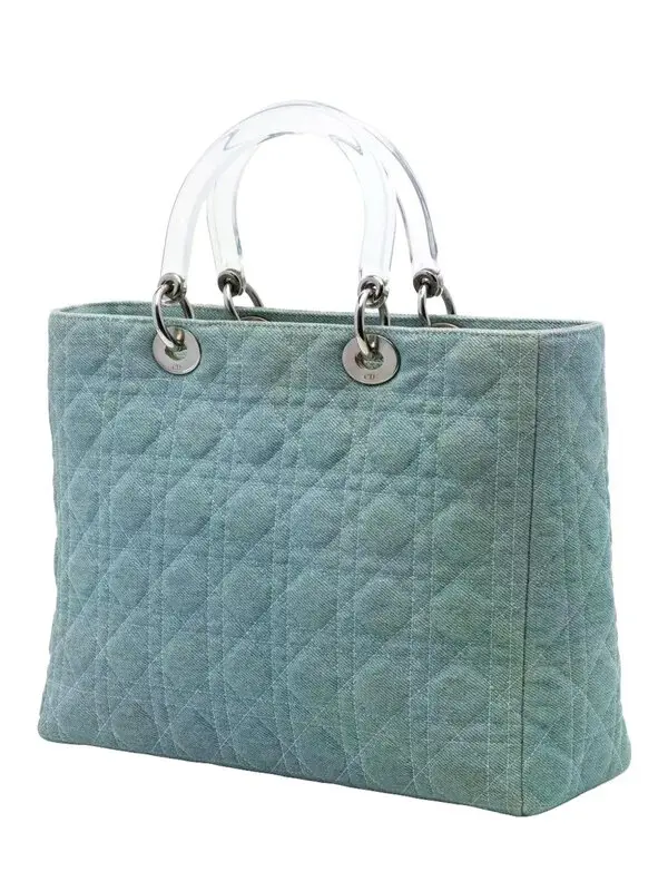 Dior Large Denim Cannage Lady Satchel - Blue