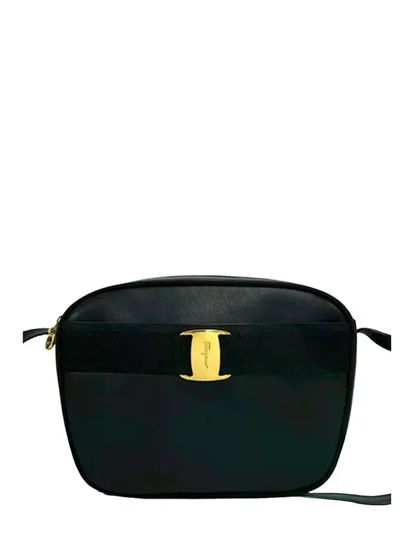 FERRAGAMO Vara Calfskin Crossbody Bag - Black