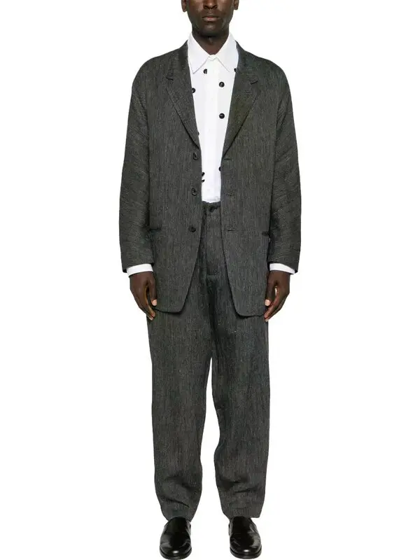 Yohji Yamamoto Tapered Linen Trousers - Grey