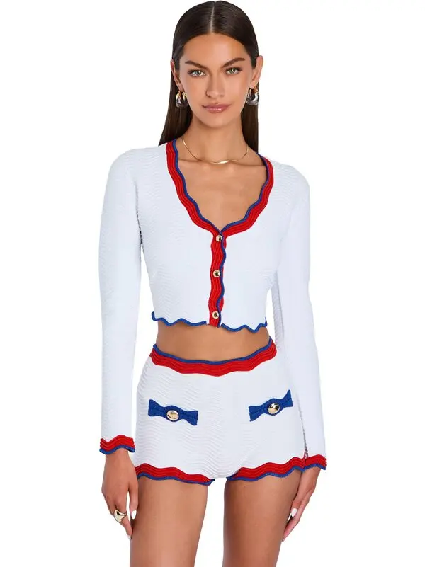 Retrofete Orlaithe Rib Knit Cardigan - White/geranium