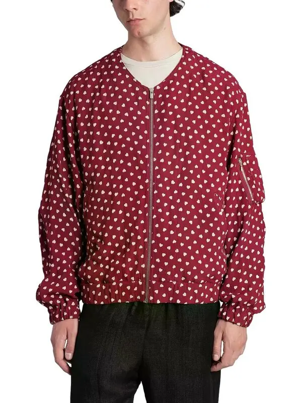 Needles Heart-print Bomber Jacket - Red