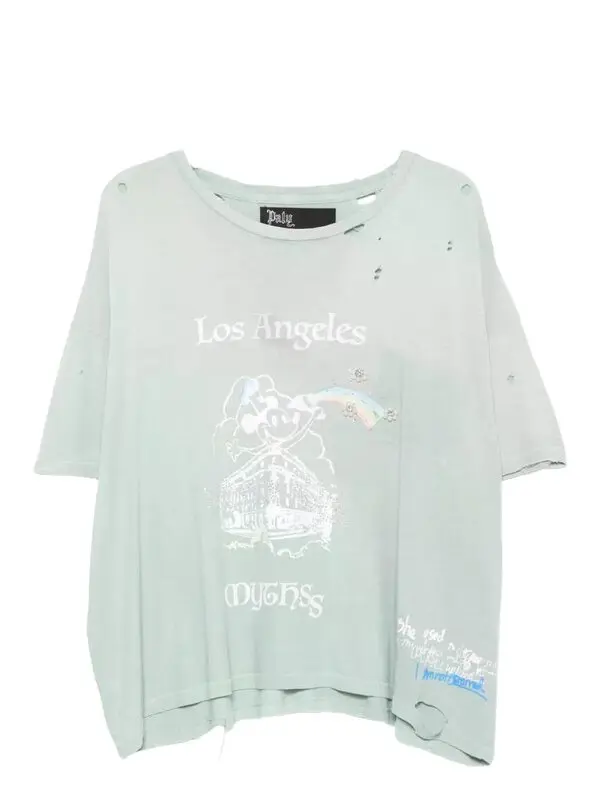 PALY Distressed Graphic-print T-shirt - Green