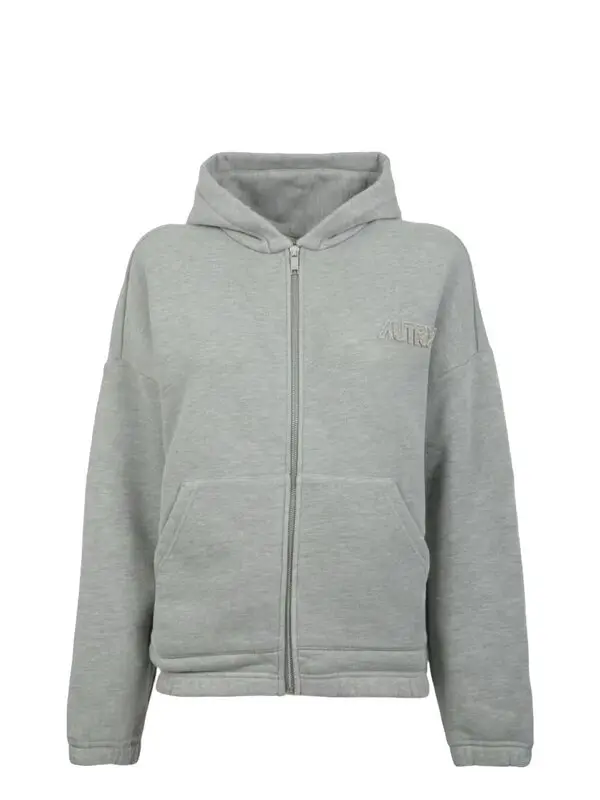 AUTRY Logo-embroidered Zip-up Hoodie - Grey