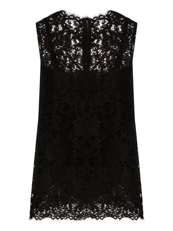 Dolce & Gabbana Sleeveless Lace Top - Black