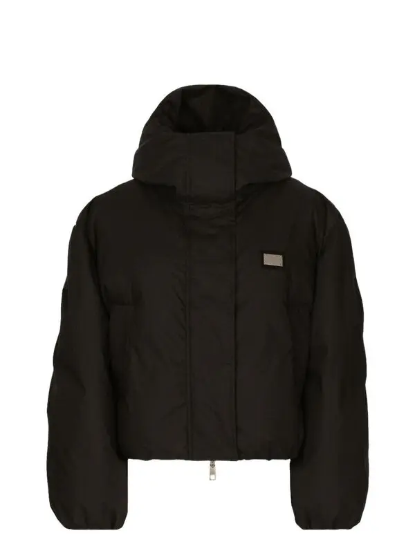 Dolce & Gabbana Dolce Gabbana Logo Plaque Hooded Jacket - Black