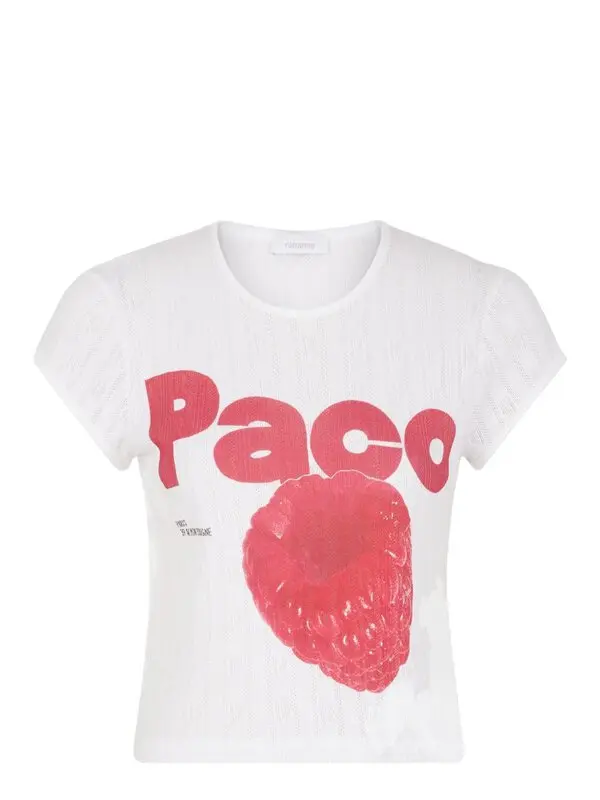 Rabanne Printed Cap Sleeve T-shirt - White/pink