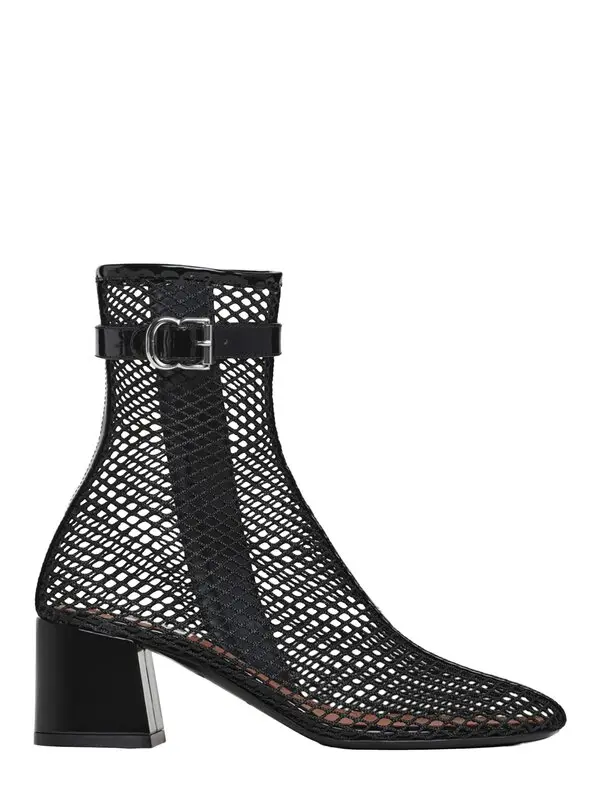 Alaïa Leather Mesh Ankle Boots 55 - Black