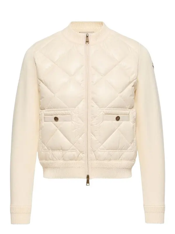 Moncler Logo Patch Quilted Cardigan - White