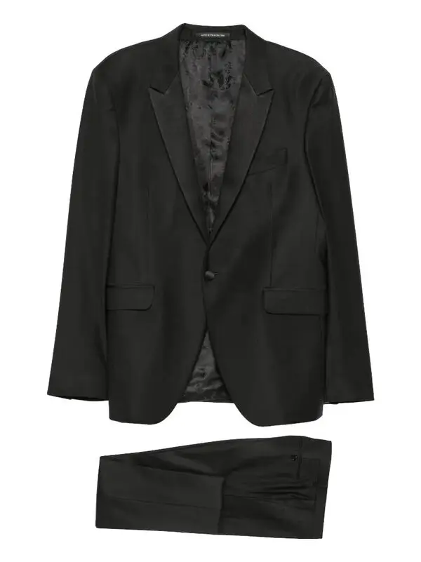 CARLO PIGNATELLI Peak-lapel Single-breasted Suit - Black