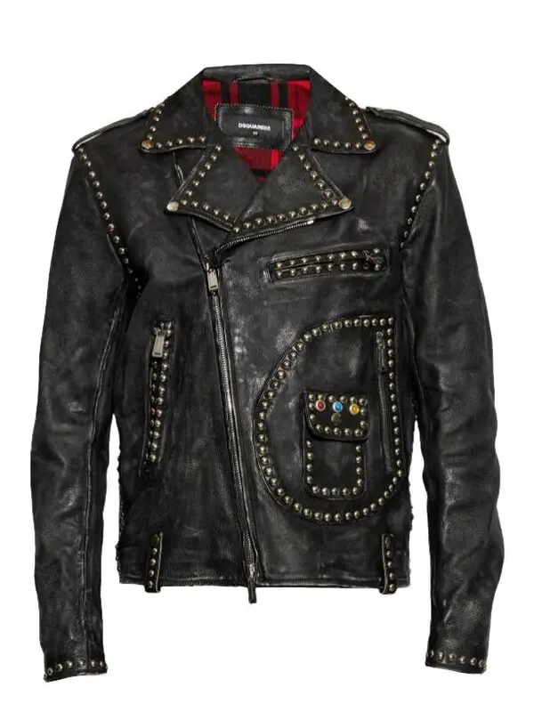 Dsquared2 Stud-embellished Leather Biker Jacket - Black
