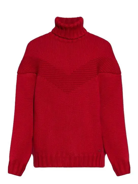 Dsquared2 Roll-neck Chevron-knit Sweater - Red